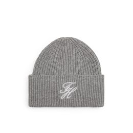 Beanie Tommy Hilfiger "TOMMY SCRIPT CASHMERE", Damen, universal grau, Strick, Wollmischung, M&uuml;tzen Beanie, aus Kaschmirmix mit gesticktem Logo, Ma&szlig;e 21 x 24,5 cm