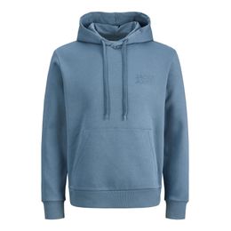 Jack & Jones PlusSize Kapuzensweatshirt "JJECORP LOGO SWEAT HOOD NOOS PLS", Jungen, Gr. 4XL, blau mirage, angeraute Sweatware, Obermaterial: 70% Baumwolle, 30% Polyester, JACK & JONES PLUSSIZE, regular fit taillenbedeckt, ohne Ausschnitt, Rippb&uuml;ndchen, Sweatshirts, mit Logo Print