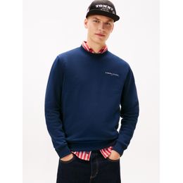 Sweatshirt Tommy Jeans "TJM REG LINEAR CREW EXT", Herren, Gr. L, schwarz night navy, Sweatware, Obermaterial: 80% Baumwolle, 20% Polyester, normal h&uuml;ftlang, Rundhals, Rippb&uuml;ndchen, Sweatshirts Sweatshirt, mit Logostickerei