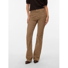 V&eacute;ro Moda Cordhose VERO MODA "VMFLASH MR FLARED CORDUROY PANTS NOOS", Damen, Gr. 29, L&auml;nge 32, silber (silber mink), Cord, Obermaterial: 98% Baumwolle, 2% Elasthan, unifarben, lang, Hosen Cordhose, Cord, regular waist, bootcut fit