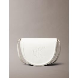 Calvin Klein Damen Umh&auml;ngetasche "RAISED CK SADDLE CROSSBODY"creme, Lederimitat, unifarben, Taschen, Damen Schultertasche, Handtasche, Abendtasche