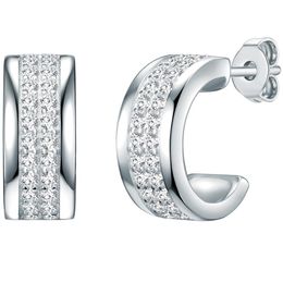 Paar Creolen Rafaela Donata "Set: Y916", silber, wei&szlig;, Ohrringe, Damen, 14,4,mit Zirkonia, Silber 925 (Sterlingsilber), mit Zirkonia