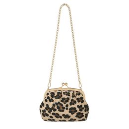 Damen Umh&auml;ngetasche "Leo Purse", Collezione Alessandrobraun, Taschen, aus echtem Wildleder mit Leo Druck