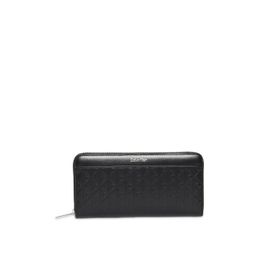 Geldb&ouml;rse Calvin Klein "EMBLEM AOP EMBOSSED LONG WALLET", Damen, schwarz, Leder, unifarben, Basic, Kleinlederwaren, Damen Geldbeutel, Portemmonnaie mit CK-Schriftzug