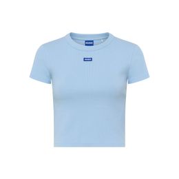 HUGO BLUE Damen T-Shirt "Baby Tee"open blau 477, Gr. XS, unifarben, Single Jersey, Obermaterial: 96% Baumwolle, 4% Elasthan, Shirts, in verk&uuml;rzter