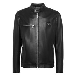 Bikerjacke Philipp Plein "Leder Biker", Damen, Gr. L, 02, schwarz, Obermaterial: 100% Lamm Leder; Futter: 100% Polyester, Jacken