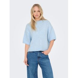 Jacqueline de Yong Strickpullover JDY "JDYLINEA S/S PULLOVER O-NECK KNT NOOS", Damen, Gr. M, cashmere blau, Strick, Obermaterial: 80% Polyacryl, 20% Polyester, unifarben, normal, Rundhals, Rippstrickb&uuml;ndchen, Pullover Strickpullover, Kunstfaser, Knit Fit