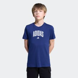 T-Shirt adidas Sportswear "J COLLEG T", Jungen, Gr. 128, blau (dunkelblau), Obermaterial: 100% Baumwolle, Shirts T-Shirt, f&uuml;r Kinder, mit grafischem Design, aus Baumwolle