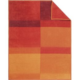 Wohndecke Ibena "Sorrento Jacquard", orange, B:150cm L:200cm, Baumwolle, Kunstfaser, Wohndecken, Wohndecke, sanfter Farbverlauf, Kuscheldecke