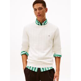 Rundhalspullover Tommy Hilfiger "SEASONAL STRUCTURE", Damen, Gr. L, ivory petal, Strick, Obermaterial: 100% Baumwolle, regular fit, Rundhals, Pullover Rundhalspullover, mit Struktur, Rundhals, regular fit