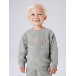 Sweatshirt name it "NMMOBEAR NREG SWEAT UNB", Jungen, Gr. 116, shadow, Sweatware, Obermaterial: 51% Baumwolle, 35% Polyester, 14% Viskose, bedruckt, unifarben, normal h&uuml;ftlang, Rundhals, Rippb&uuml;ndchen, Sweatshirts Sweatshirt, mit hochwertiger 3D-Stickerei