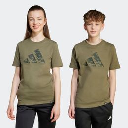 T-Shirt adidas Sportswear "J CAMO T", Jungen, Gr. 164, gr&uuml;n (olive strata), Obermaterial: 100% Baumwolle, Shirts T-Shirt, sportlicher Stil, kurze &Auml;rmel, regul&auml;re Passform, aus Baumwolle