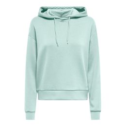 Kapuzensweatshirt Only Play "ONPLOUNGE LS HOOD SWEAT - NOOS", Damen, Gr. L, surf spray, Sweatware, Obermaterial: 80% Polyester, 15% Viskose, 5% Elasthan, unifarben, regular fit normal, Rundhals, angesetztes B&uuml;ndchen, Sweatshirts