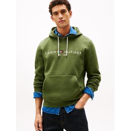 Kapuzensweatshirt Tommy Hilfiger "TOMMY LOGO HOODY mit Kapuze und K&auml;ngurutasche", Herren, Gr. L, mountain pine, Sweatware, Obermaterial: 64% Baumwolle, 36% Polyester, gerade, unten schmal h&uuml;ftlang, Rundhals, angesetztes B&uuml;ndchen, Sweatshirts, unifarben, casual, regular fit, Baumwollmix, Kapuze