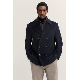 Cabanjacke Bugatti "Rainseries", Herren, Gr. 60, 390, marine, 60% Wolle, 35% Polyester, 5% sonstige Faser, unifarben, regular fit, normaler Saum, Jacken, wasserfest mit Westen-Einsatz und Reverskragen