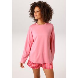 Sweatshirt Aniston CASUAL, Damen, Gr. 42, rosa, Jersey, Obermaterial: 49% Modal, 46% Polyester, 5% Elasthan, unifarben, l&auml;ssig geschnitten Po-bedeckend, Rundhals, Sweatshirts Sweatshirt, in trendiger Farbpalette