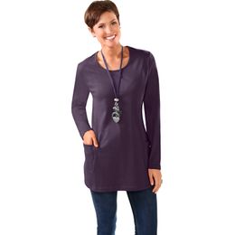 CR&Eacute;ATION L Damen Longshirt mit aufgesetzten Taschen mittelblau Gr&ouml;&szlig;e 40