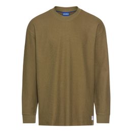 Langarmshirt HUGO BLUE "Nuwolo", Herren, Gr. M, gr&uuml;n (open gr&uuml;n345), Single Jersey, Obermaterial: 87% Baumwolle, 13% Polyamid, unifarben, l&auml;ssig geschnitten normal, Rundhals, breiter Bund, Shirts Langarmshirt, Rundhalsausschnitt, l&auml;ssig geschnitten, Logo-Badge