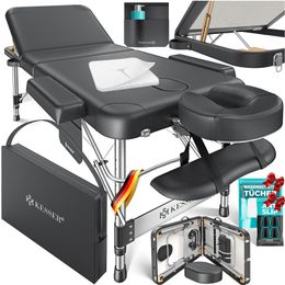 Kesser&reg; Mobile Massageliege klappbar & h&ouml;henverstellbar 3 Zonen Massagebett Massagetisch Kosmetikliege Breit Therapieliege Aluminium + 10x Gesichtsauflage mit Kopfst&uuml;tze Armlehnen & Tasche