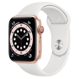 Apple Watch Series 5 (2019) GPS + Cellular 44 mm - Rostfreier Stahl Gold - Sportarmband Wei&szlig;