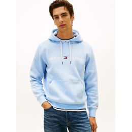 Kapuzensweatshirt Tommy Hilfiger "TOMMY LOGO HOODY mit Kapuze und K&auml;ngurutasche", Herren, Gr. L, well water, Sweatware, Obermaterial: 64% Baumwolle, 36% Polyester, gerade, unten schmal h&uuml;ftlang, Rundhals, angesetztes B&uuml;ndchen, Sweatshirts, unifarben, casual, regular fit, Baumwollmix, Kapuze