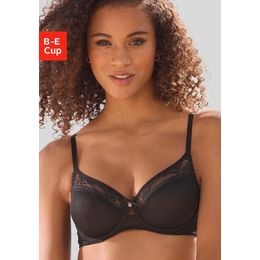 VIVANCE BY LASCANA T-Shirt-BH schwarz Gr. 75B. Mit Spitze, Mesheinsatz, Schmuckstein, Schleife. Mit B&uuml;gel. Nachhaltig.
