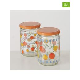 Boltze 2er-Set: Vorratsgl&auml;ser "Fruits" in Orange/ Gold - 500 ml - 50% | Aufbewahren-servieren