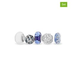 CHARM'S 5er-Set: Silber-Beads mit Muranoglas und Edelsteinen - 83% | Schmuck