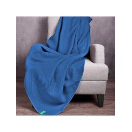 Benetton Plaid in Blau - 74% | Gr&ouml;&szlig;e 140x190 cm | Decken