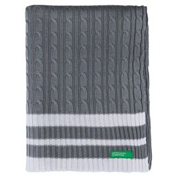 Benetton Plaid in Grau - 85% | Gr&ouml;&szlig;e 140x190 cm | Decken