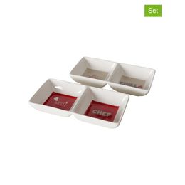Boltze 2er-Set: Servierschalen "Grillzeit" in Rot/ Wei&szlig;/ Grau - (B)14 x (H)7 x (T)3 cm - 55% | Gedeckter-tisch