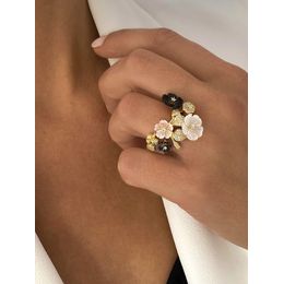 Les Petites Pr&eacute;cieuses Vergold. Ring mit Edelsteinen und Perlen - 76% | Gr&ouml;&szlig;e 54 | Schmuck