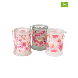 Boltze 3er-Set: Windlichter "Karella" in Wei&szlig;/ Pink - (H)17 x &Oslash; 13 cm - 56% | Kerzen-vasen