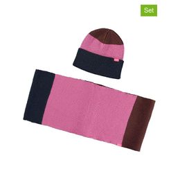 B.Nosy 2tlg.Winteraccessoires-Set in Braun/ Pink/ Dunkelblau - 46% | Gr&ouml;&szlig;e 122-140 | Kindermuetzen