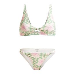 Roxy Bikini 'Hibiscus Daze' Damen Gr&ouml;&szlig;e XS beige / hellgr&uuml;n / pitaya