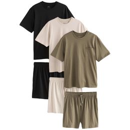 next Pyjama kurz Herren Gr&ouml;&szlig;e XXL beige / oliv / schwarz