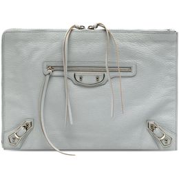 Balenciaga Clutches - Calfskin Motocross Classic Zip Around Flat Clutch - Gr. unisize - in Grau - f&uuml;r Damen