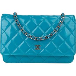 Chanel Crossbody Bags - Chanel Quilted Patent Leather Wallet On Chain Cros - Gr. unisize - in Blau - f&uuml;r Damen