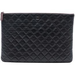 Chanel Clutches - Large Quilted Lambskin O Case Clutch - Gr. unisize - in Schwarz - f&uuml;r Damen