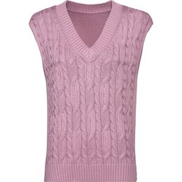 CR&Eacute;ATION L Damen Pullunder mit Zopf- und Ajourmuster ros&eacute; Gr&ouml;&szlig;e 36