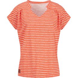 CR&Eacute;ATION L Damen Print-Shirt mit Raffung orange-ecru-geringelt Gr&ouml;&szlig;e 38