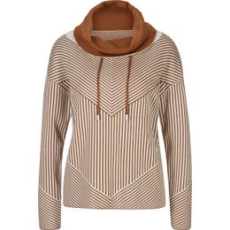 CR&Eacute;ATION L Damen Rollkragenpullover in Modal-Mischung champagner-cognac-gemustert Gr&ouml;&szlig;e 36