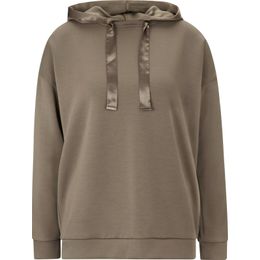 Heine Damen Sweatshirt mit weitenverstellbarer Kapuze khaki Gr&ouml;&szlig;e 34