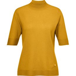CREATION L PREMIUM Damen Kaschmirpullover mit Stehkragen ocker Gr&ouml;&szlig;e 36/38