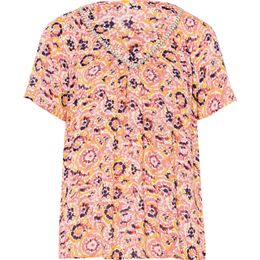 Heine Damen Druckbluse nur Ethno-Print papaya-marine-bedruckt Gr&ouml;&szlig;e 44