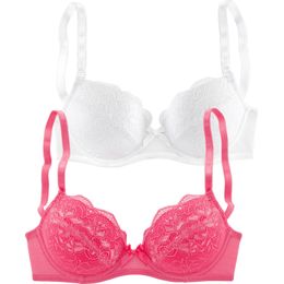 Petite Fleur Damen Balconette-BH pink+wei&szlig; Gr&ouml;&szlig;e 75B