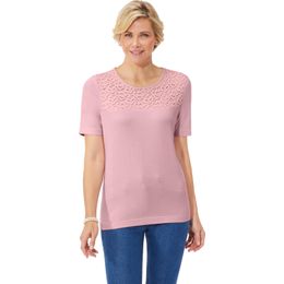 CR&Eacute;ATION L Damen Spitzenshirt mit unterlegter Spitze ros&eacute; Gr&ouml;&szlig;e 38