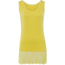 Heine Damen Longtop mit Spitze am Saum limone Gr&ouml;&szlig;e 44
