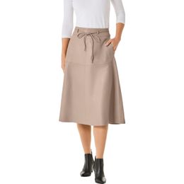 Mainpol Damen Lederrock mit Bindeg&uuml;rtel beige Gr&ouml;&szlig;e 36
