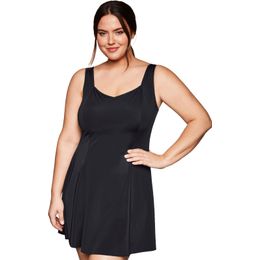 sheego Damen Badekleid mit integrierter Hose und Shaping-Effekt schwarz Gr&ouml;&szlig;e 54F